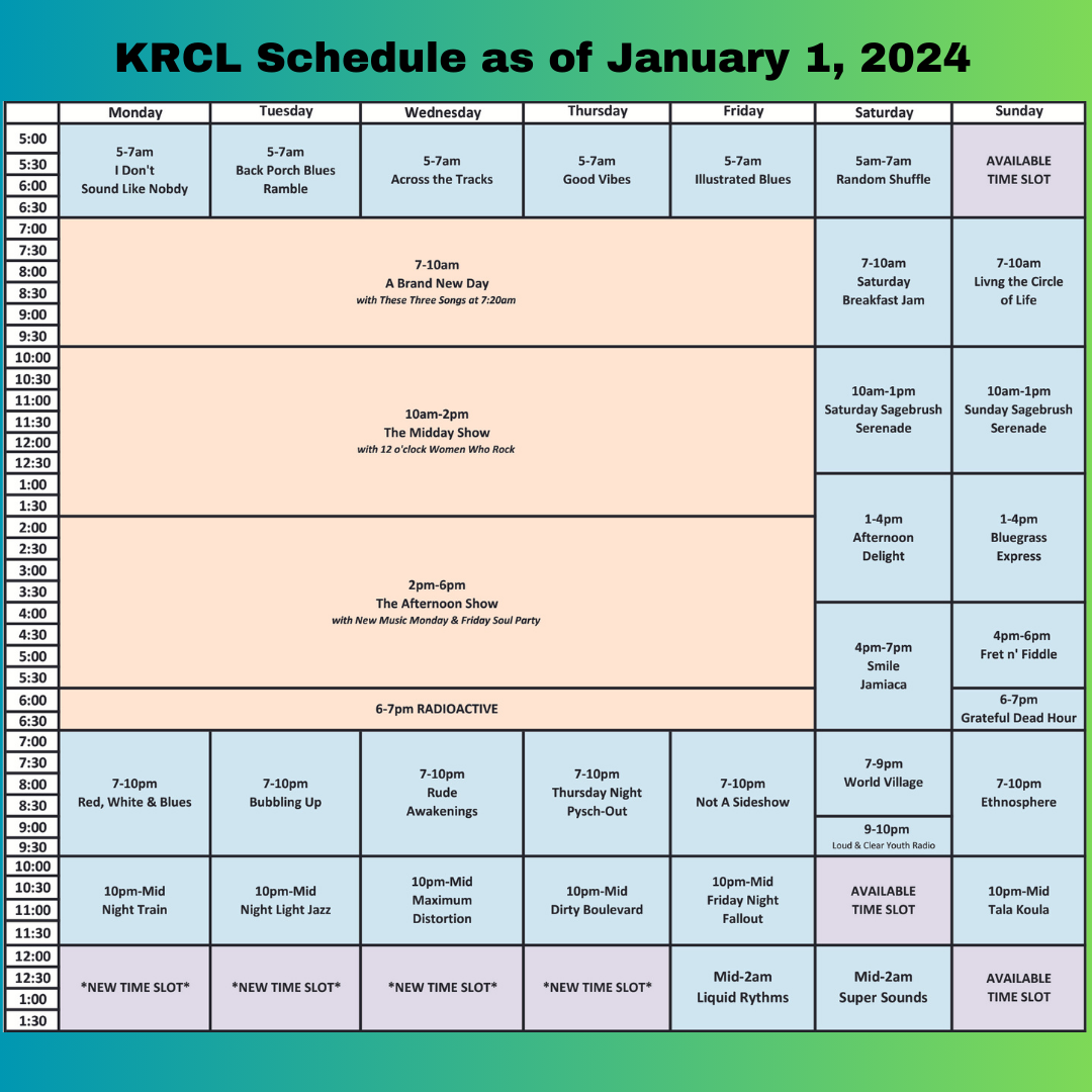 KRCL | New Schedule for a New Year